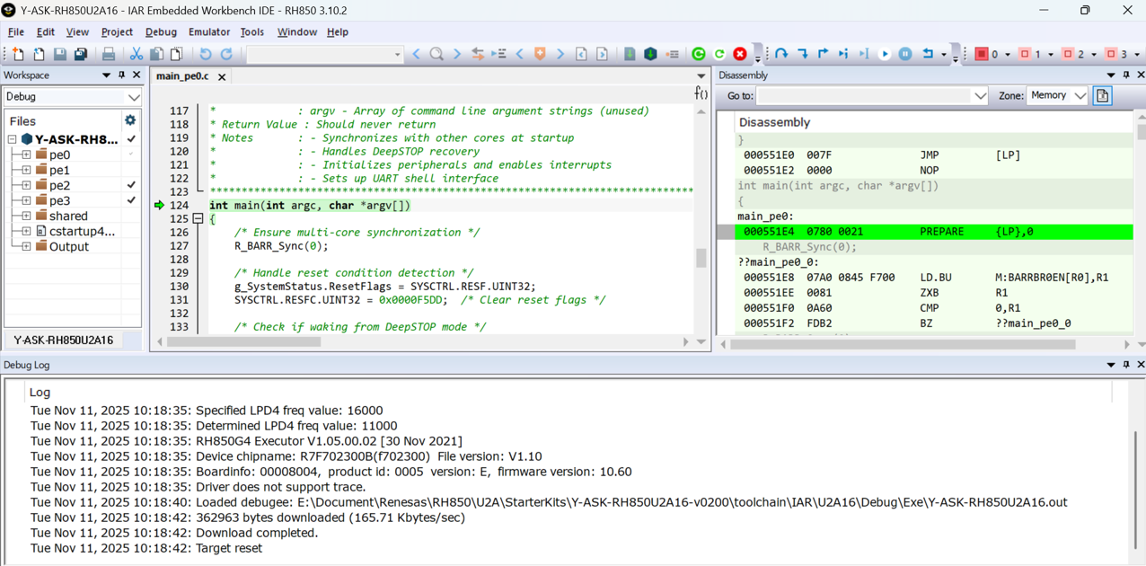 在IAR Embedded Workbench for Renesas RH850中开发和调试Renesas RH850 MCU
